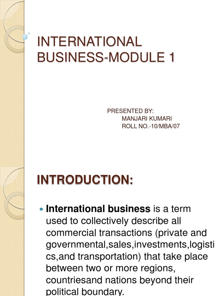 International Business-Module 1 | PDF | International Business | Market ...