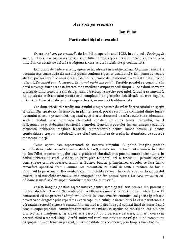 Eseu Aci Sosi Pe Vremuri | PDF