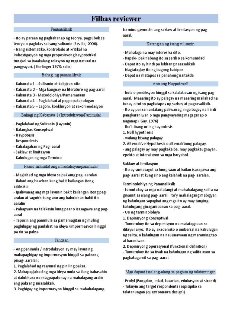 Filbas Reviewer | PDF