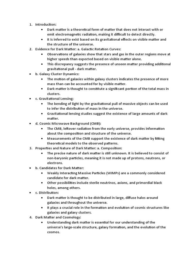 Dark Matter: Class Notes | PDF | Dark Matter | Matter