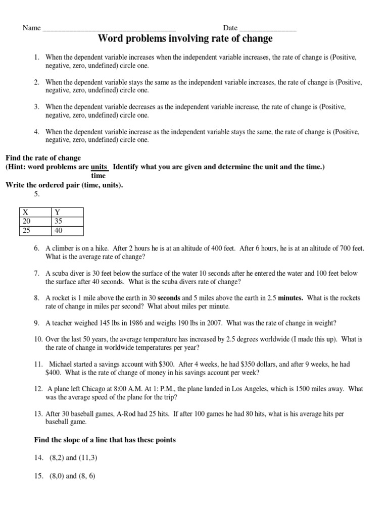 Practice Problems Rates - Of-Change | PDF | Derivative | Weight
