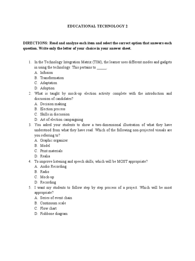 Educational Technology Practice Test 2 1 | PDF | Educational Technology ...