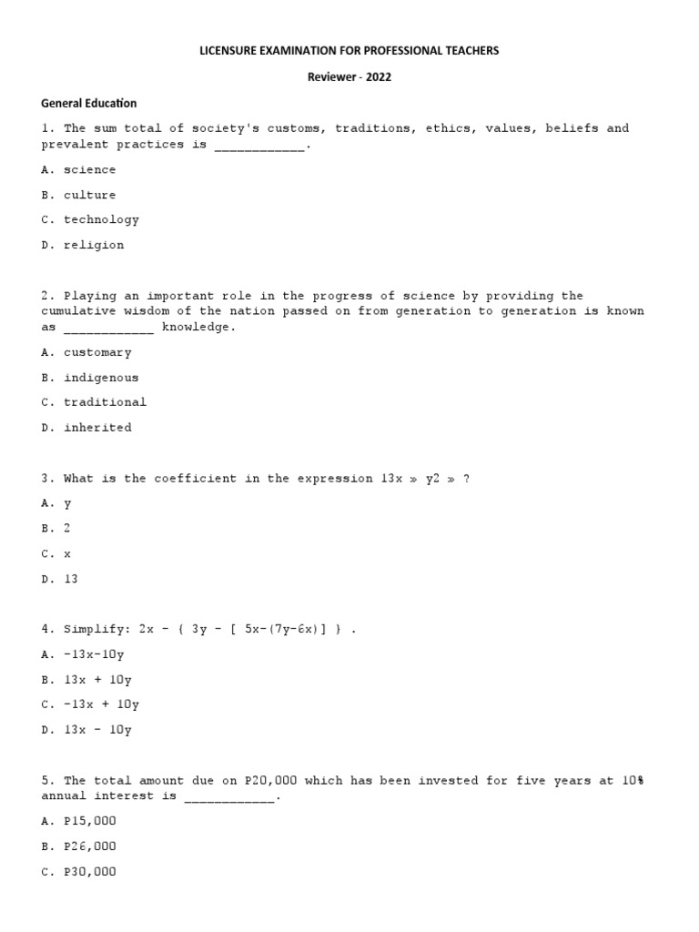 Lept Sept 2022 General Education Blessings | PDF