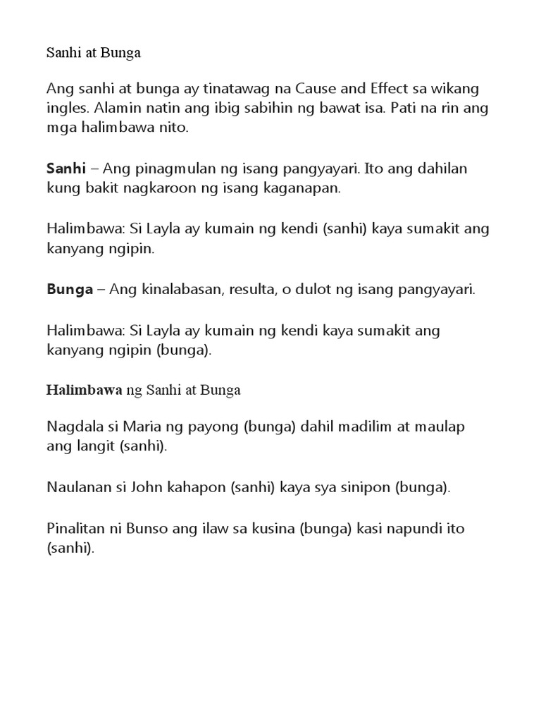 Sanhi at Bunga | PDF