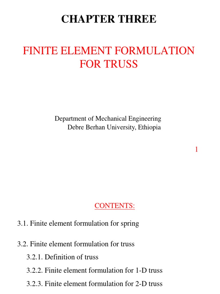 3.finite Element Formulation For Truss1 | PDF | Stress (Mechanics ...