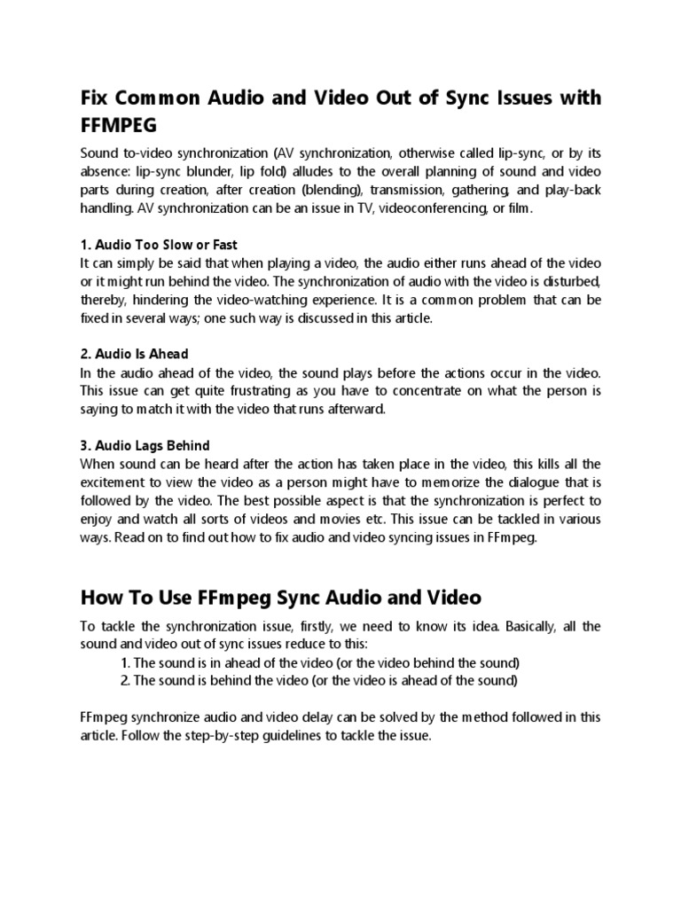 Fix Audio Video Sync with FFmpeg | PDF | Computer Engineering | Computing