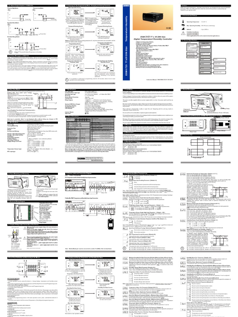 EMKO ESM 3723 Temperature and Humidity Controller Instruction Manual | PDF | Power Supply | Fuse ...