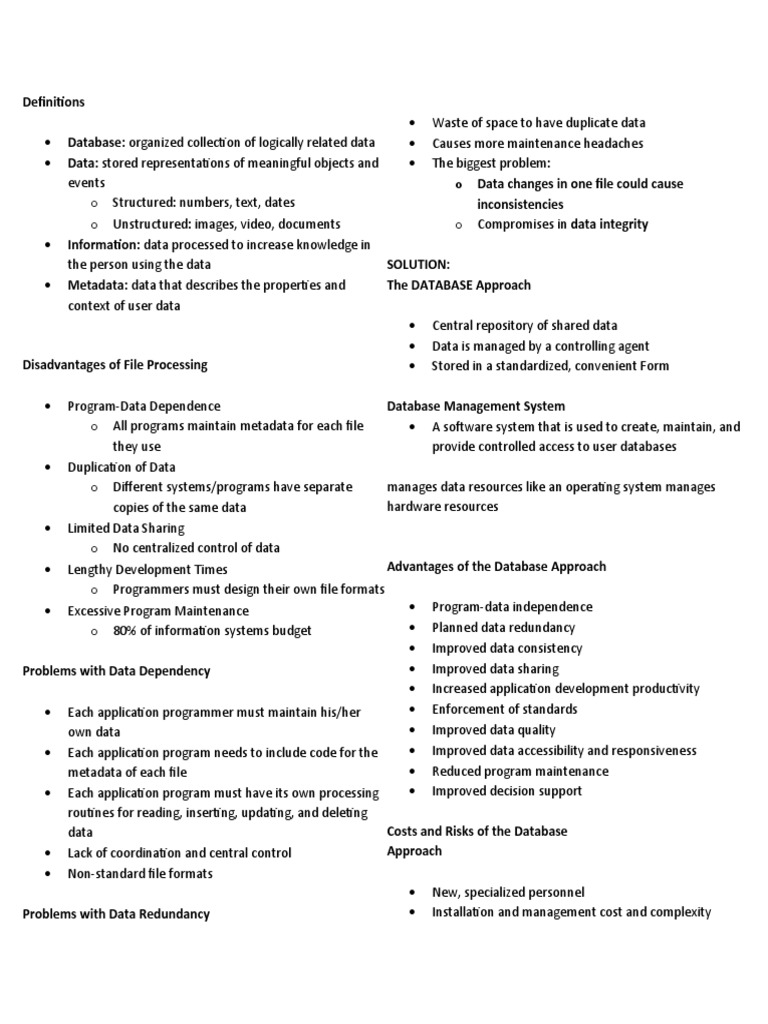 Information Management Reviewer | PDF | Databases | Relational Database