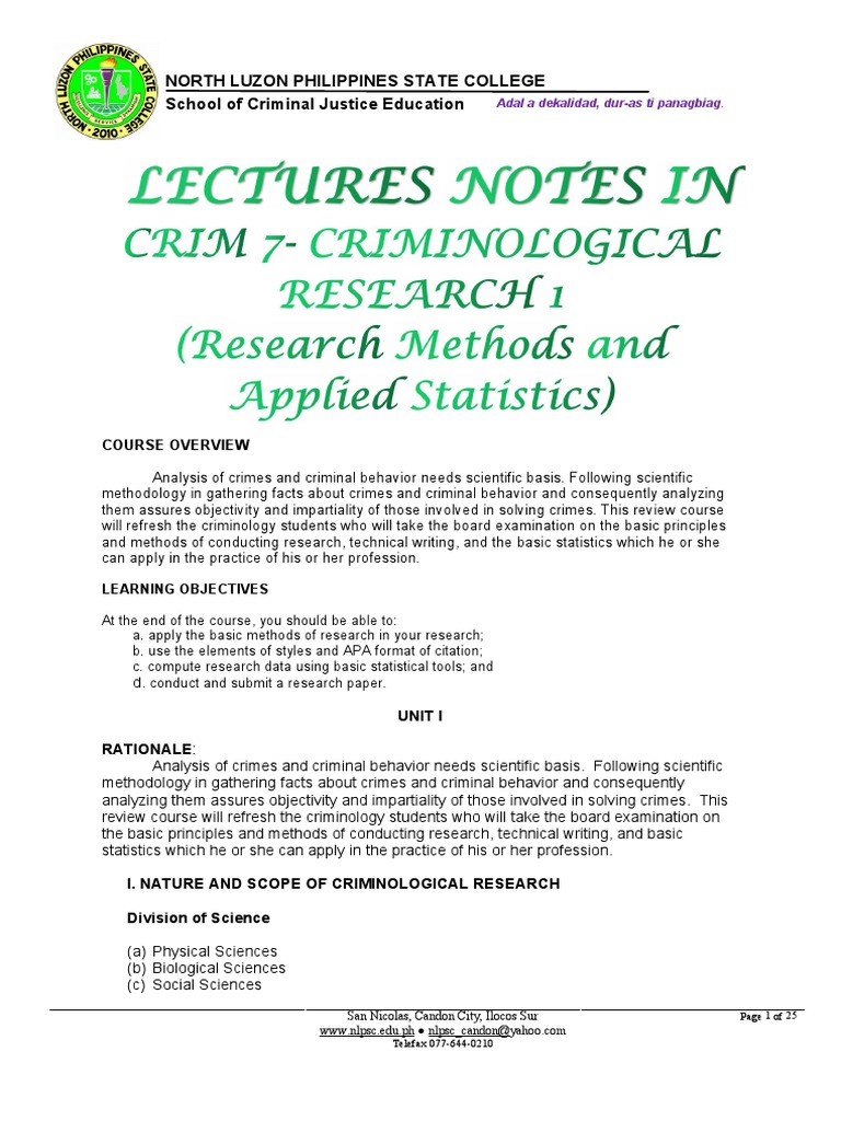 Notes-on-Criminological-Research | PDF | Qualitative Research ...