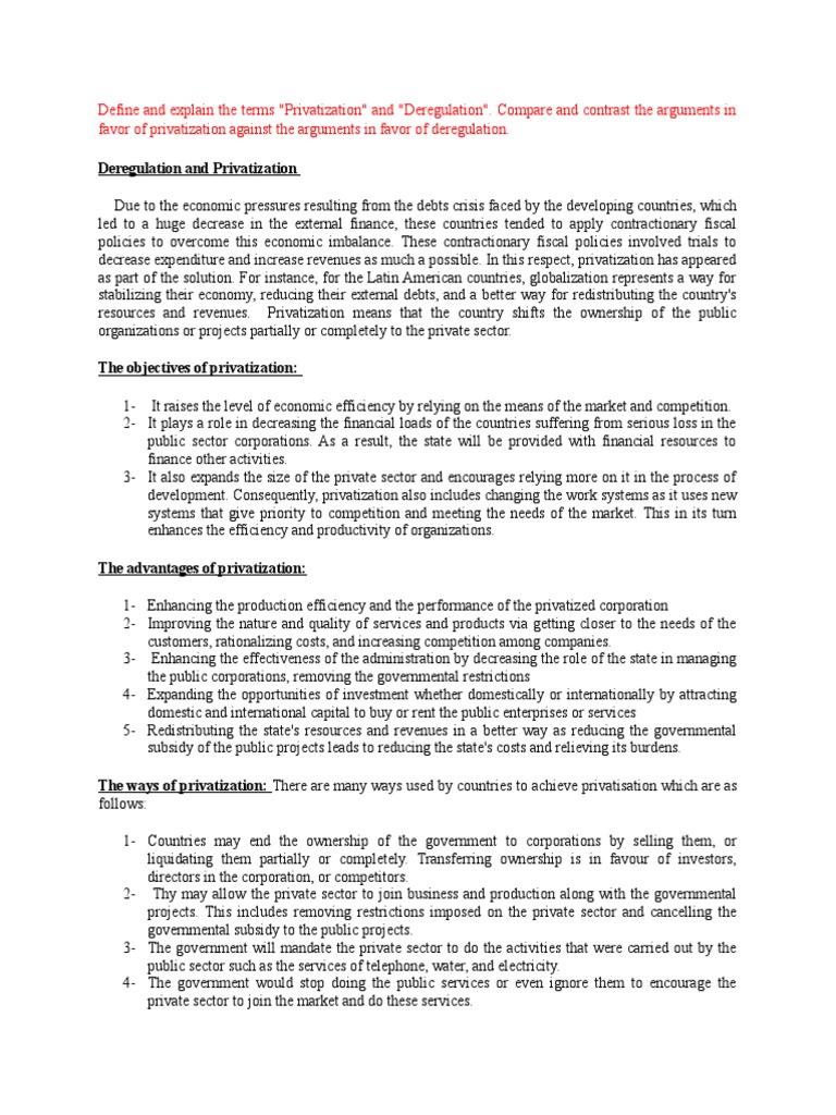 Deregulation and Privatization | PDF
