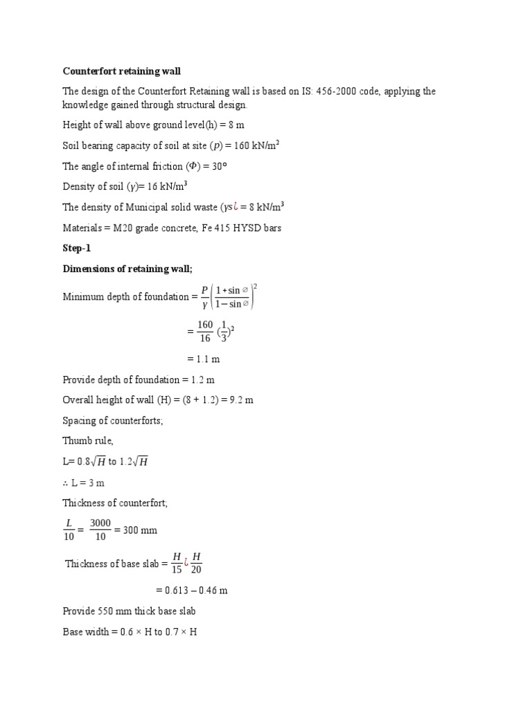 Counterfort Retaining Wall Design Guide | PDF | Mechanical Engineering | Applied And ...