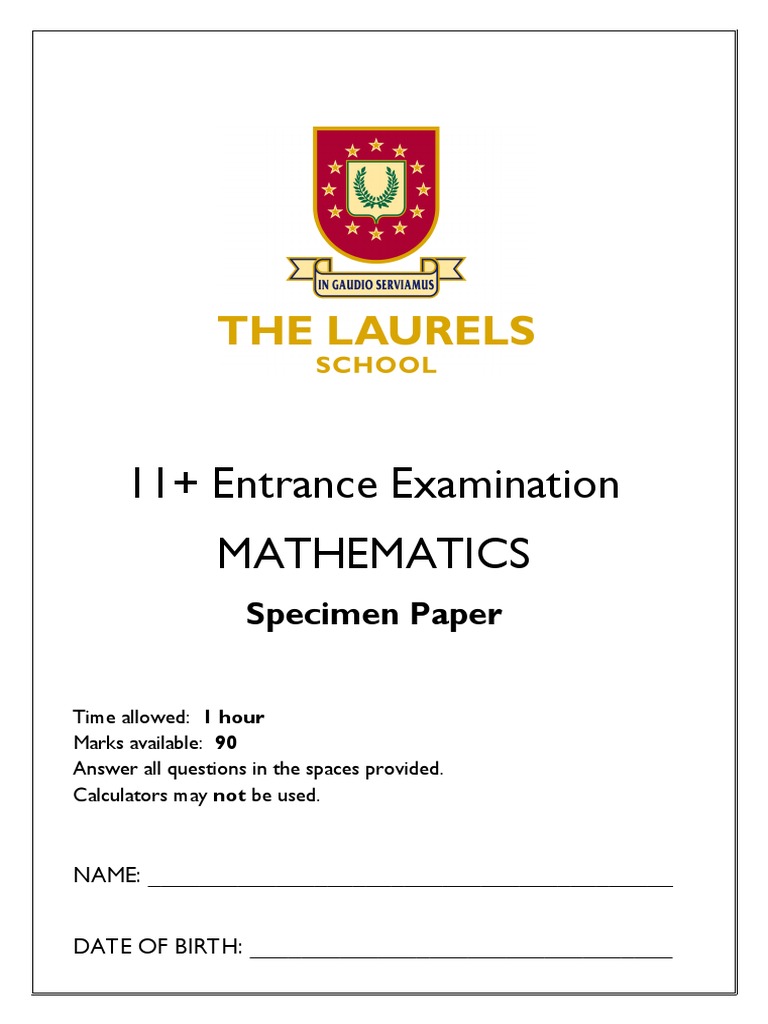 TLS Mathematics Specimen Paper | PDF | Numbers | Volume