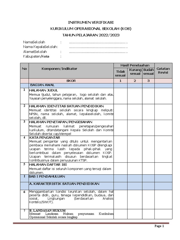 Instrumen Verifikasi | PDF
