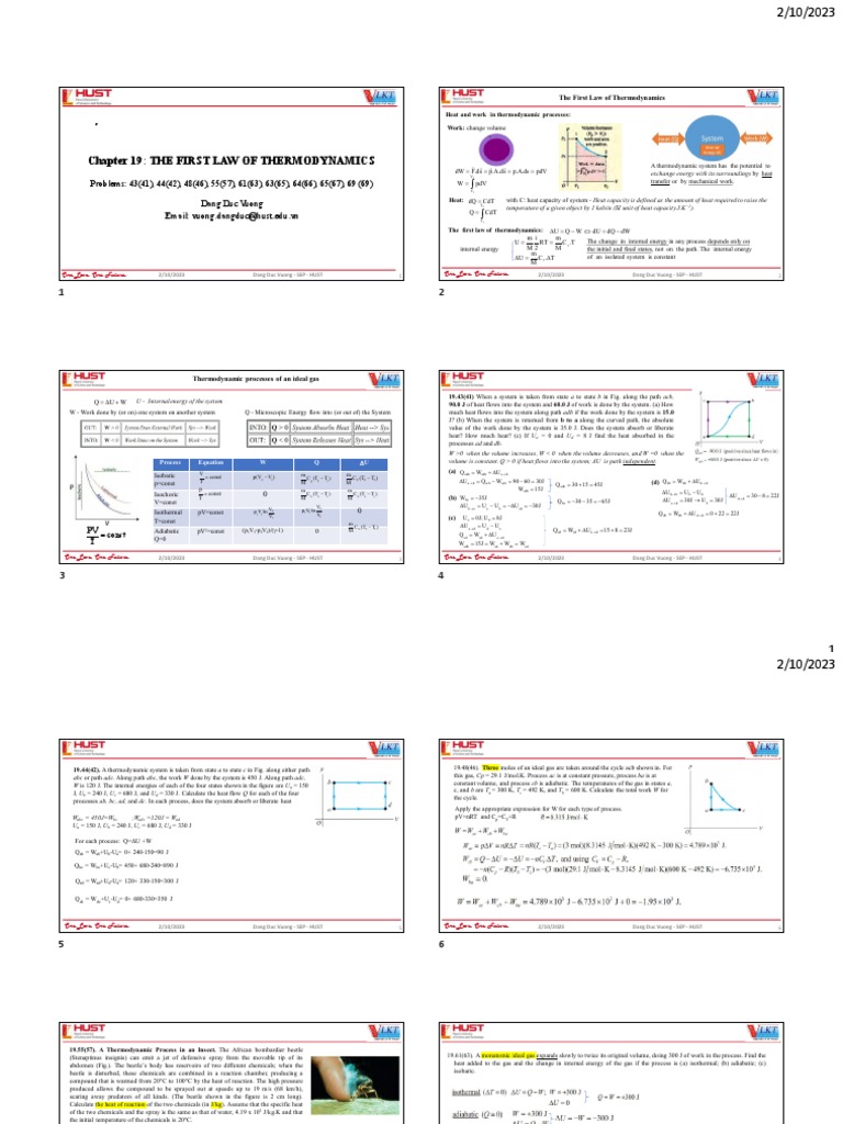 Chapter 19 THE FIRST LAW OF THERMODYNAMIC | PDF | Gases | Heat