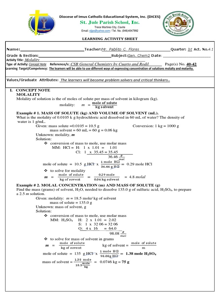 Gen.-Chem2 Las4.1 | PDF | Physical Sciences | Chemistry