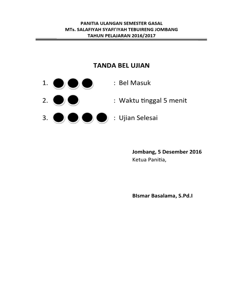 Tanda Bel Ujian | PDF