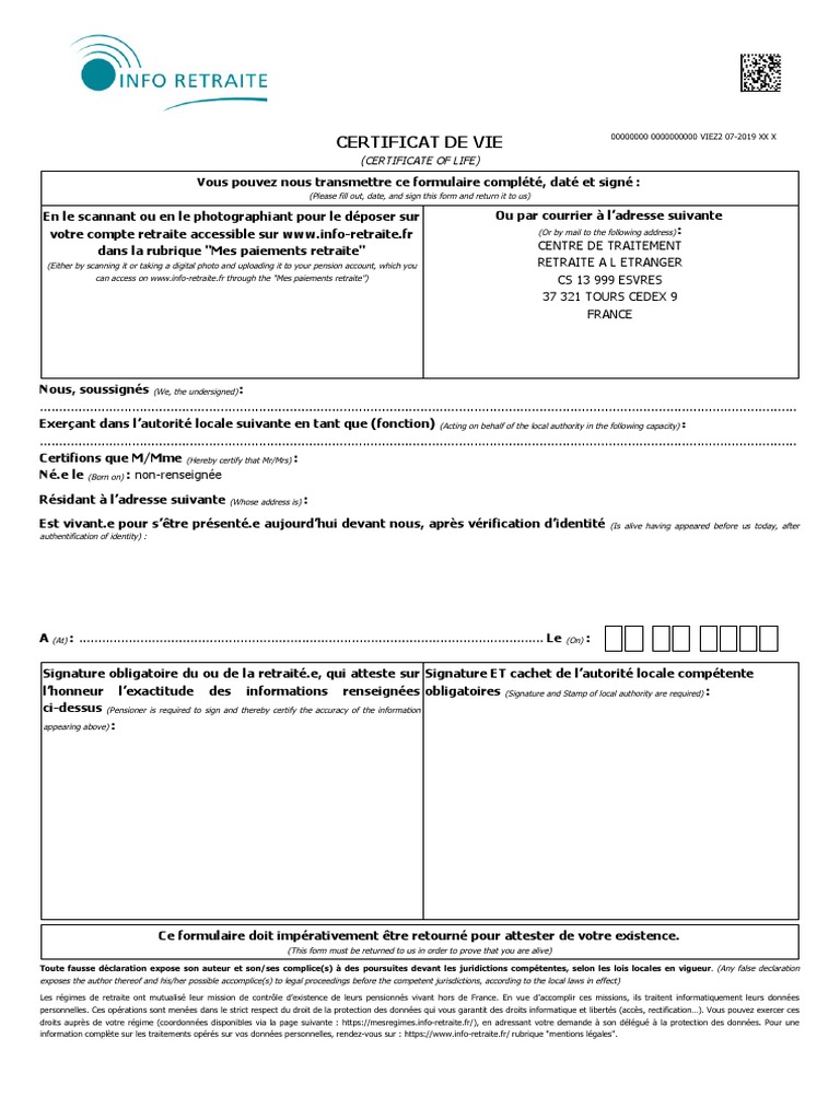 Certificat de Vie | PDF