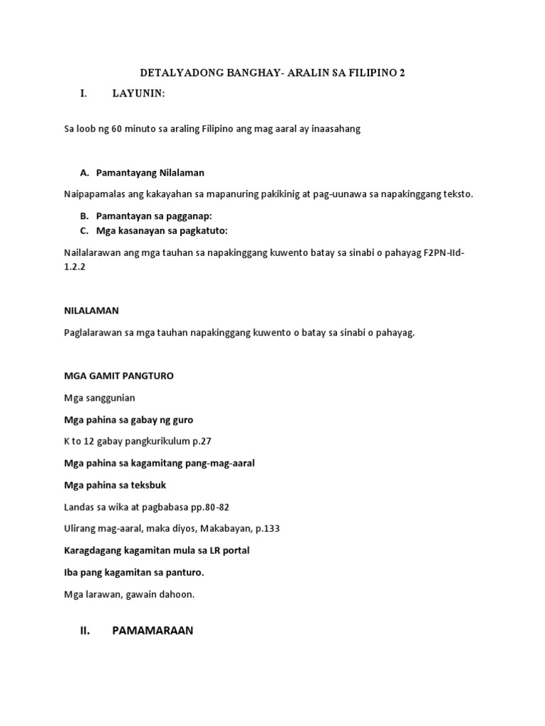 DETALYADONG BANGHAY sa filipino | PDF