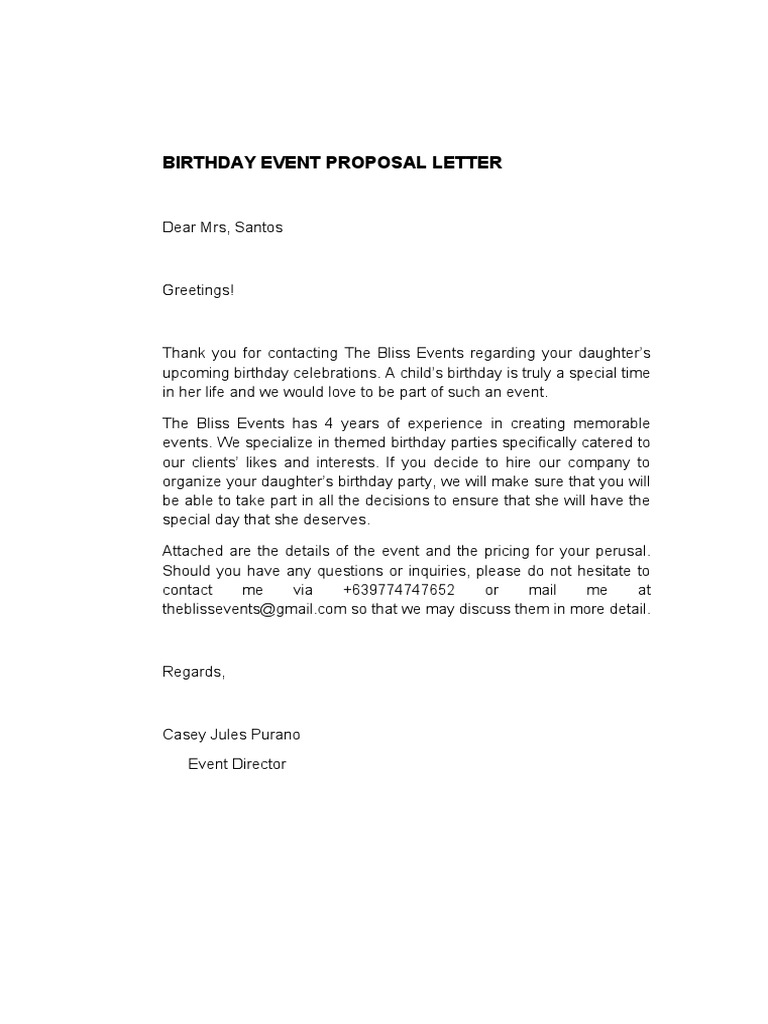 Themed Birthday Party Proposal | PDF