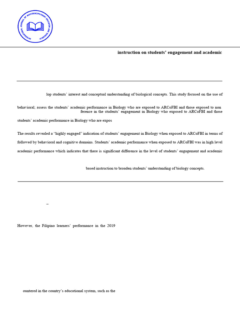 Augmented Reality in Contextualized Field-Based Instruction On Students' Engagement and Academic ...