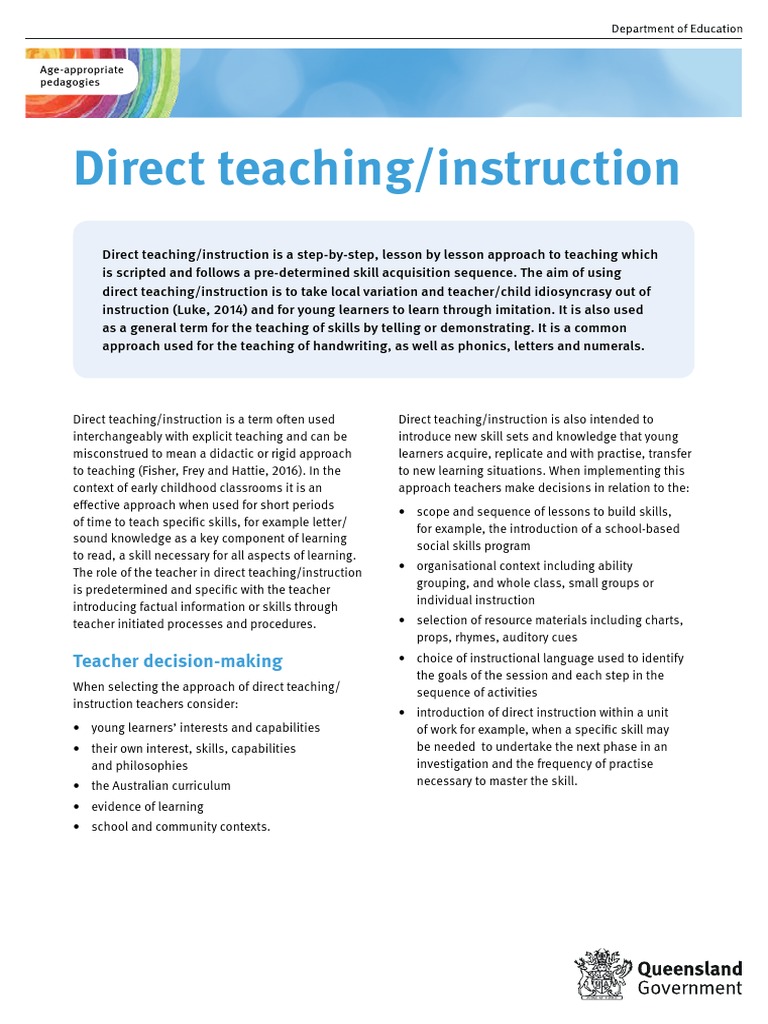 Age Appropriate Pedagogies Direct Teaching Instruction | PDF | Learning ... Age Appropriate Pedagogies Direct Teaching Instruction | PDF | Learning ...