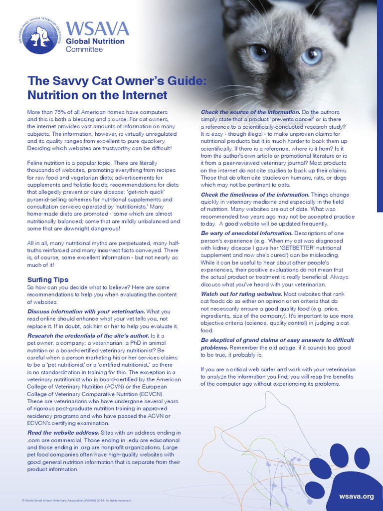 The Savvy Cat Owner S Guide To Nutrition On The Internet | PDF