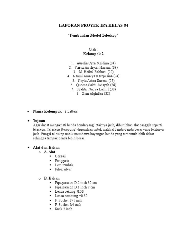 Laporan Proyek Ipa | PDF
