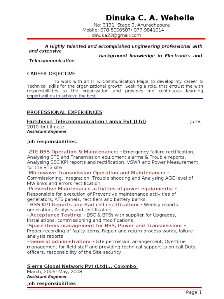Dinuka CV | PDF | Rectifier | Electrical Engineering