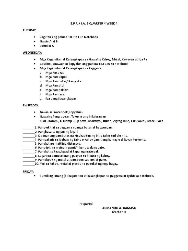 ActivitySheets Q4Wk4 Grade5 | PDF