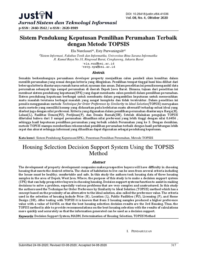 SPK Pemilihan Perum Metode TOPSIS | PDF