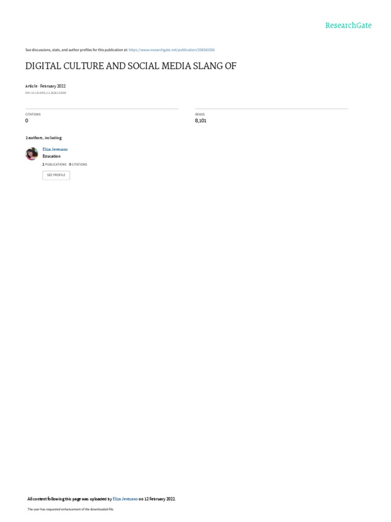 Digital Culture and Social Media Slang of Gen Z | Download Free PDF ...