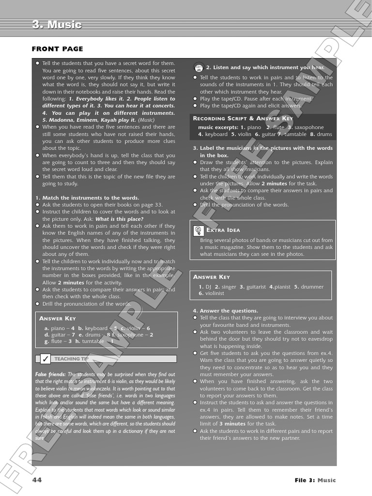 Superkids 3 TB Unit 3 | PDF | Question | Musical Instruments