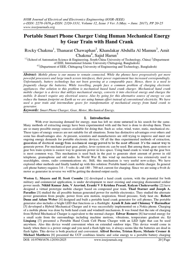 Portable Smart Phone Charger Using Human | PDF | Rectifier | Direct Current