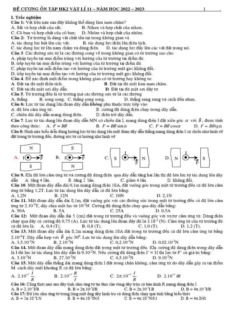 DE CUONG 11 ON TAP HK2 VAT LI A4a26 | PDF