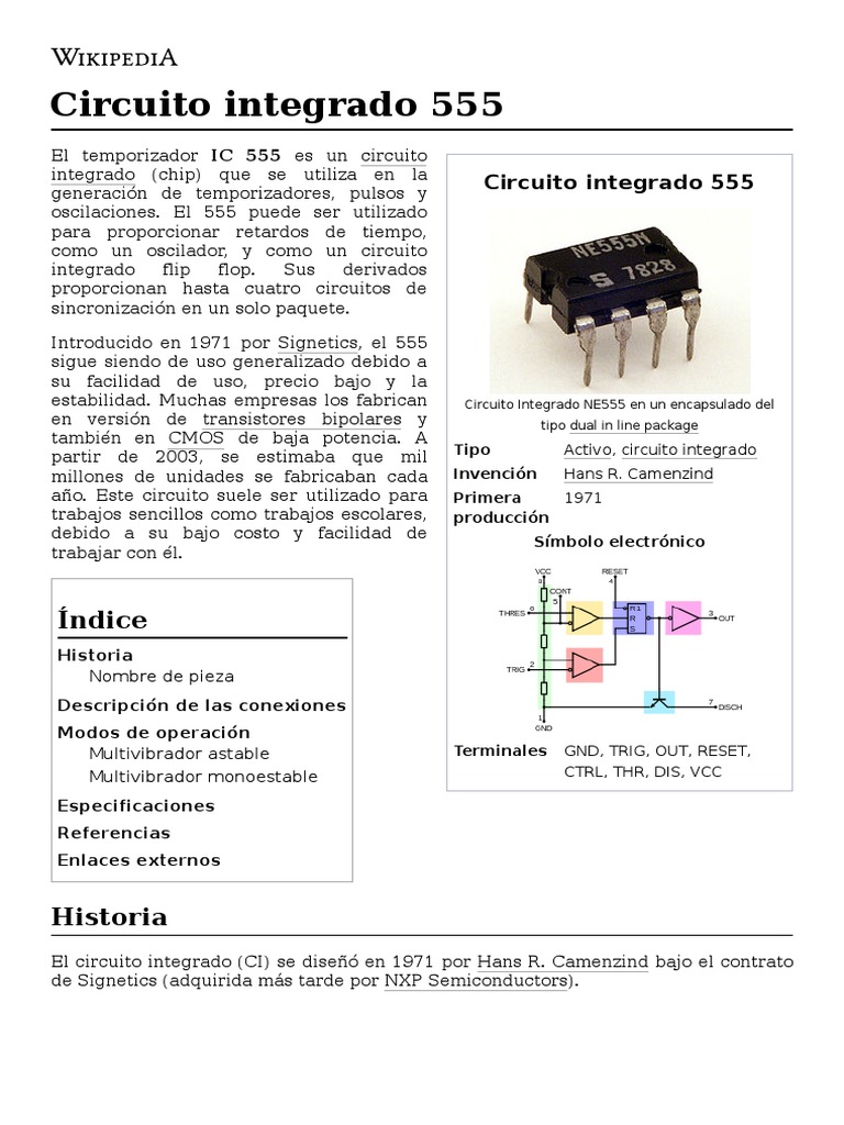 Circuito Integrado NE555: Funciones y Usos | PDF | Ingenieria Eléctrica ...