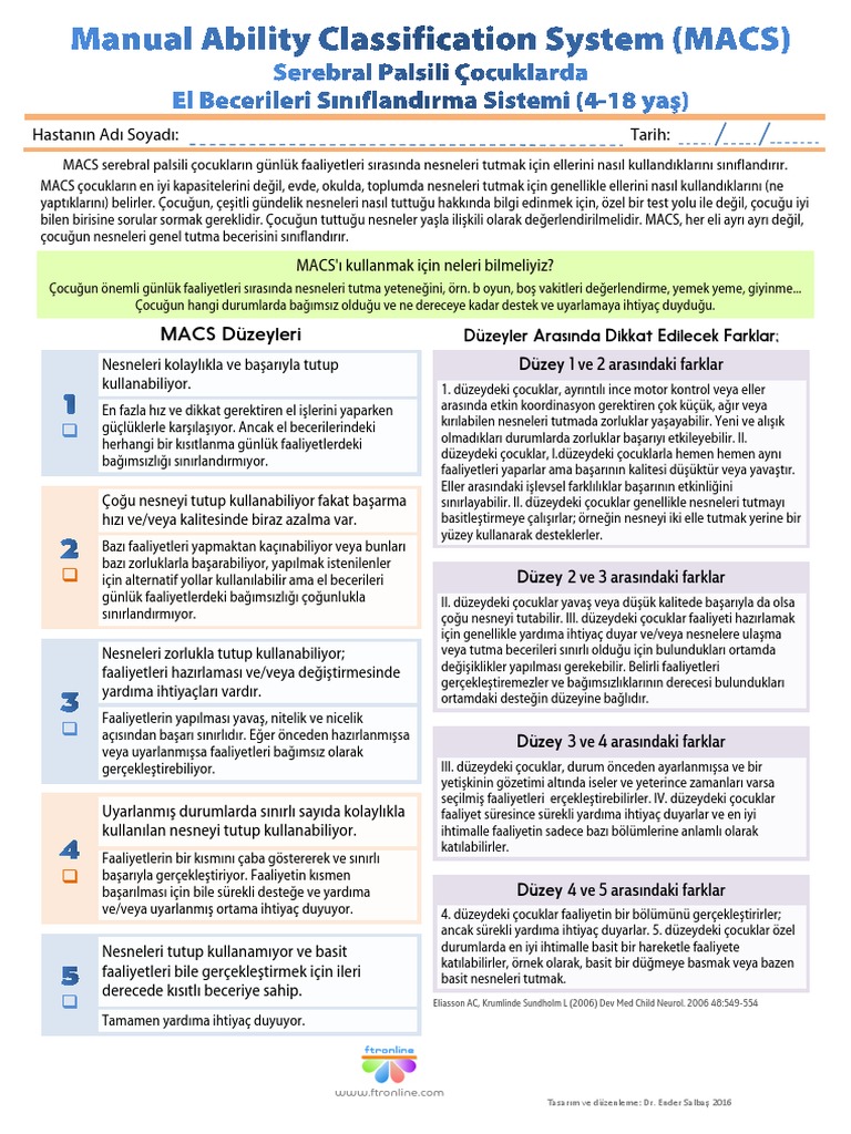 Manual Ability Class System (MACS) Ftronline | PDF