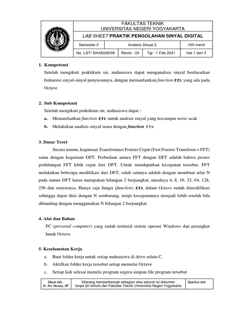 labsheet_baru_analisis sinyal2_28mar2023 | PDF
