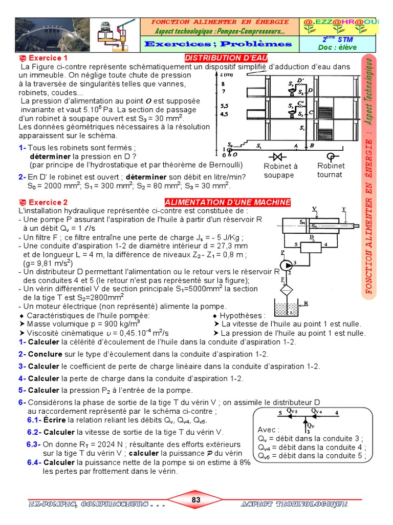 Problèmes Hydrauliques Et Pneumatiques | PDF