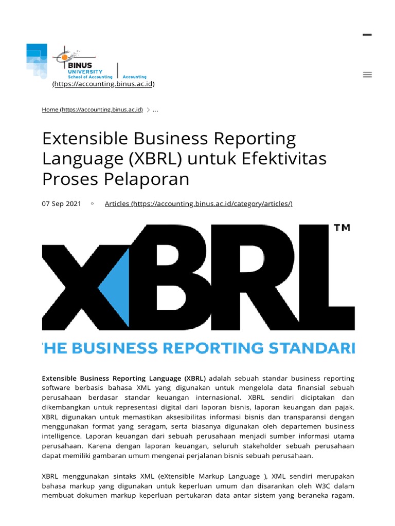 Extensible Business Reporting Language (XBRL) Untuk Efektivitas Proses ... Extensible Business Reporting Language (XBRL) Untuk Efektivitas Proses ...