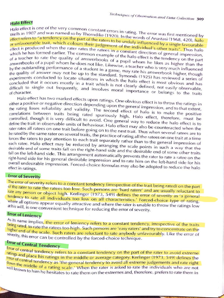 Sources of Error in Rating Scales - Halo, Severity, Leniency, Proimily ...