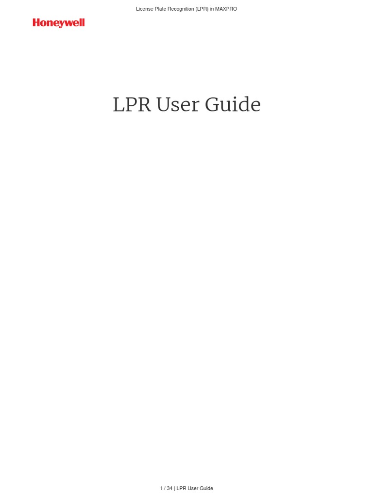 MAXPRO License Plate Recognition (LPR) User Guide | PDF