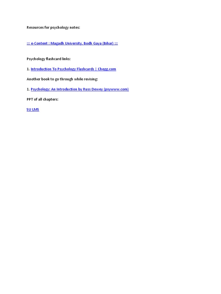 Psychology Study Resources and Tools | PDF