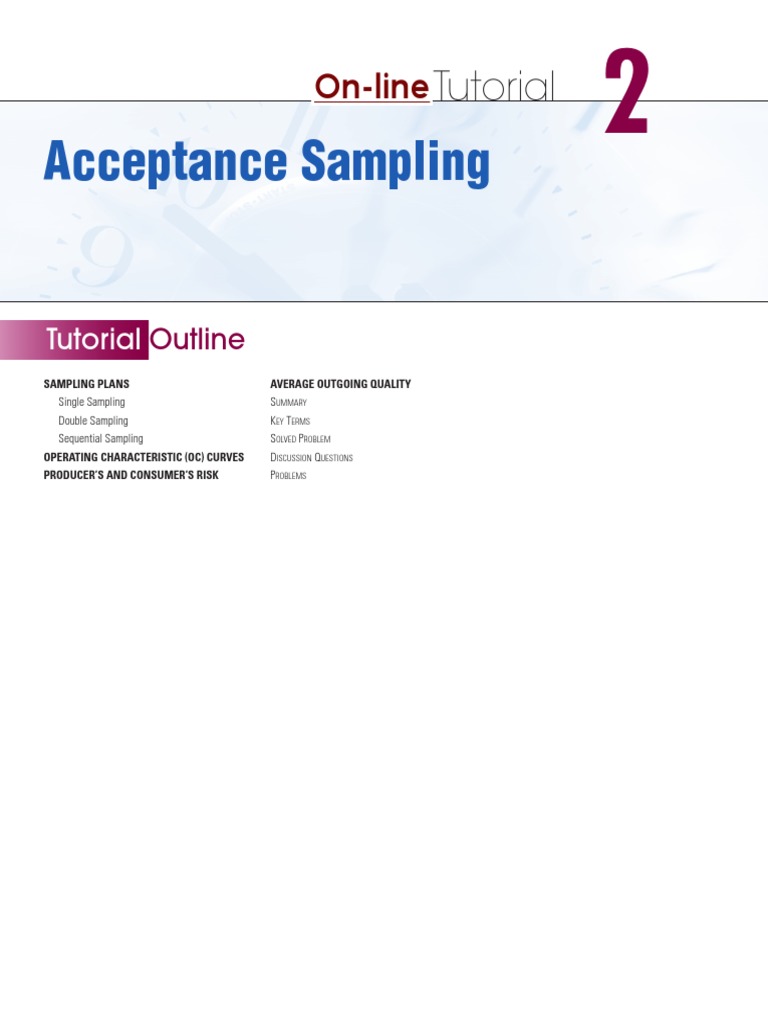 Tutorial 02 - Acceptance Sampling | PDF