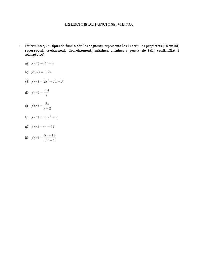 Exercicis de Funcions Amb Solucions | PDF