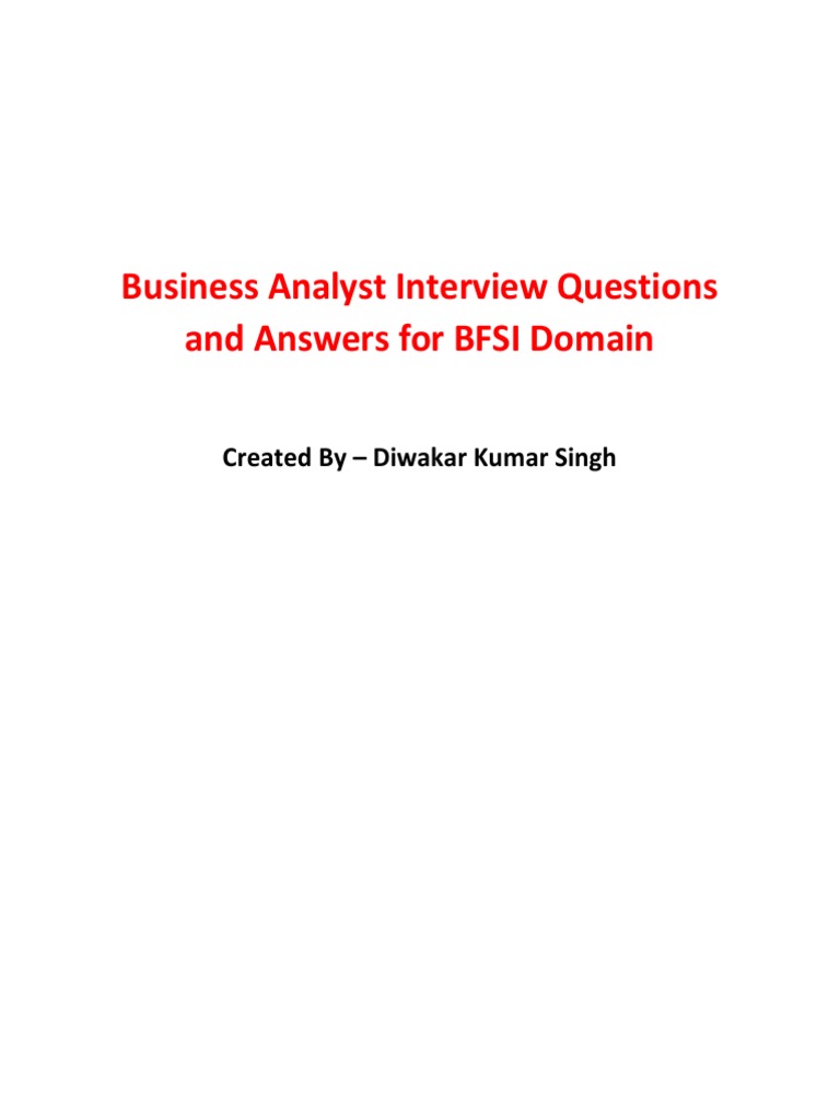 BFSI BA Interview Questions and Answers | PDF | Valuation (Finance ...