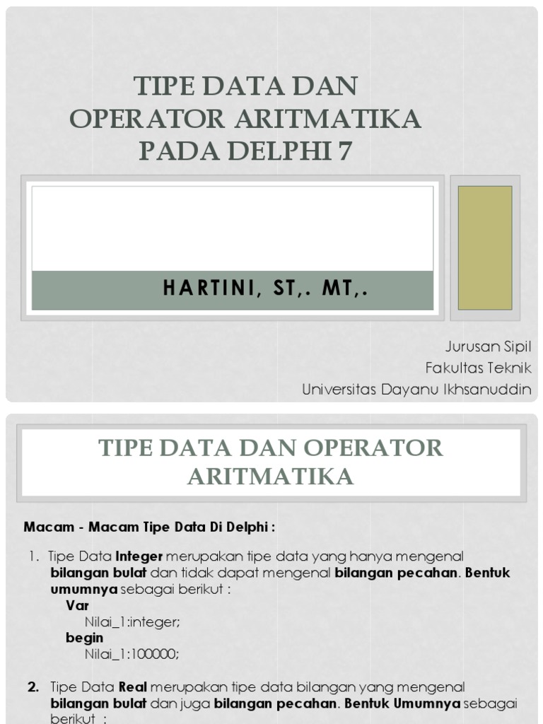 Tipe Data Dan Operator Aritmatika | PDF