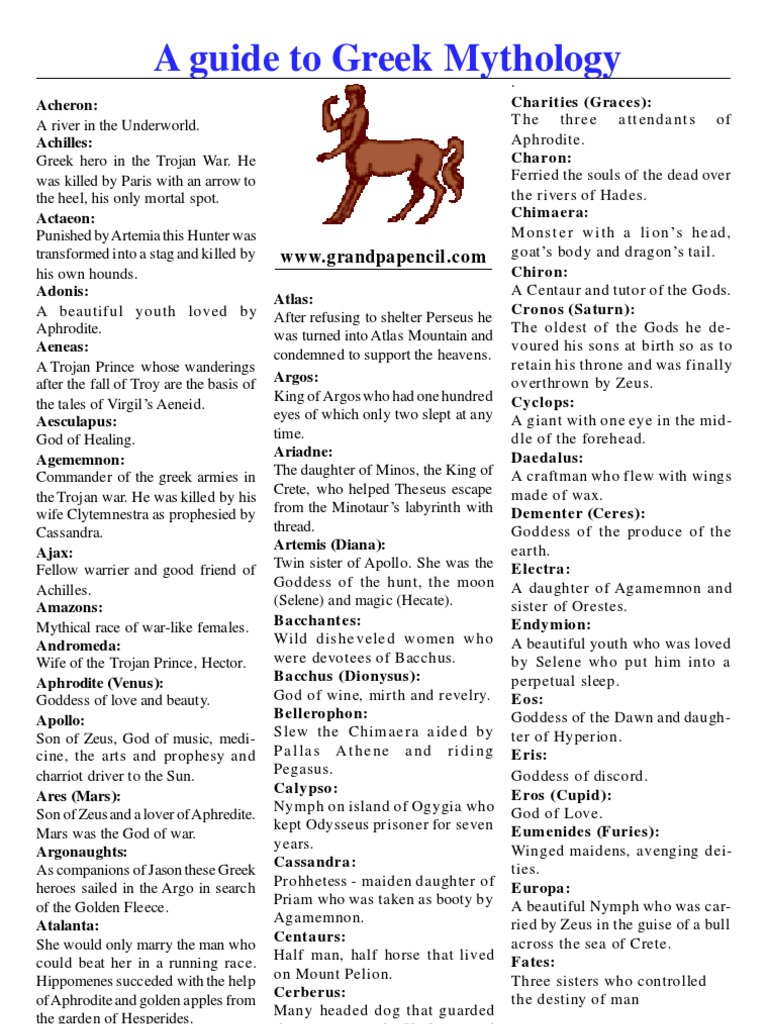 A Guide To Greek Mythology | PDF | Trojan War | Paris (Mythology)