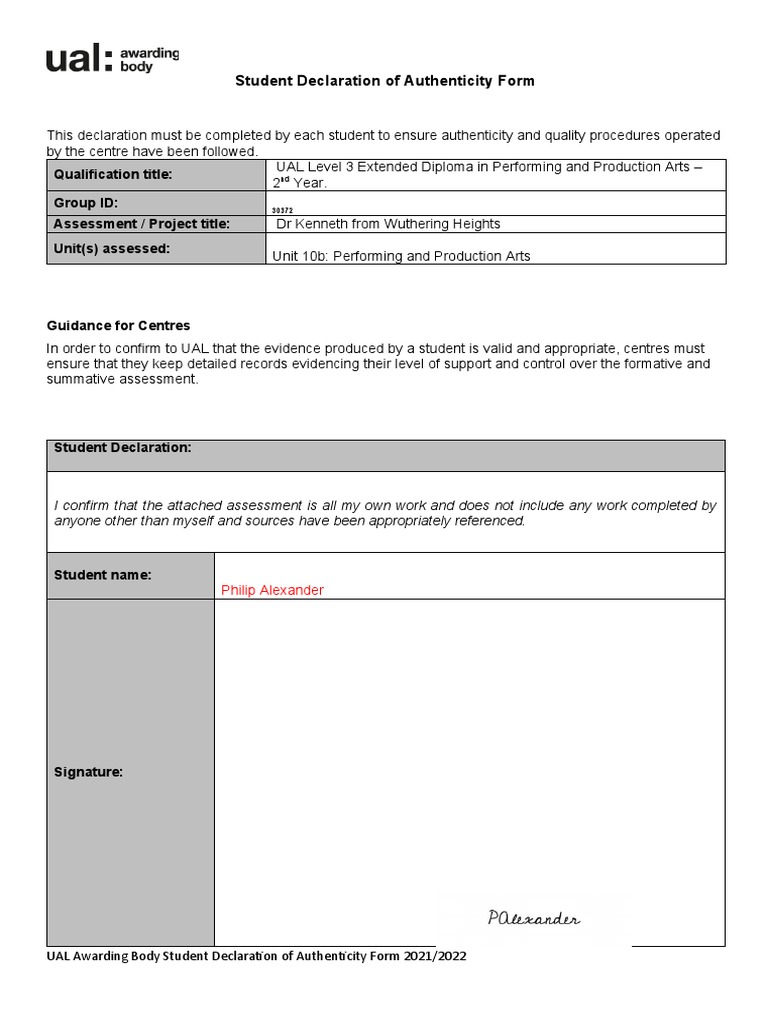 Authentication Form Diploma | PDF