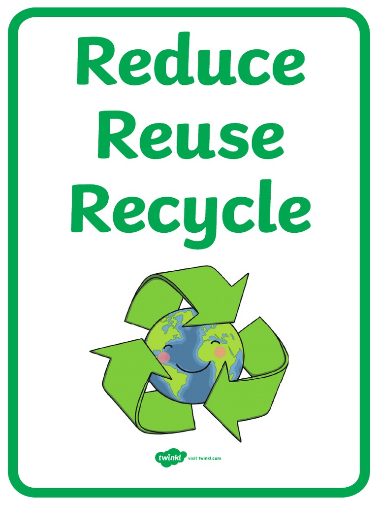 Recycling Reduce Reuse Recycle Display Poster Plain Version Ver 1 | PDF