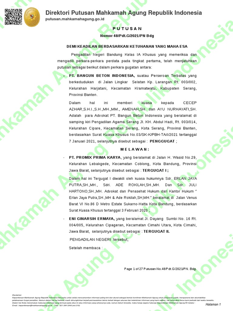 Putusan 48 PDT.G 2021 PN BDG | PDF